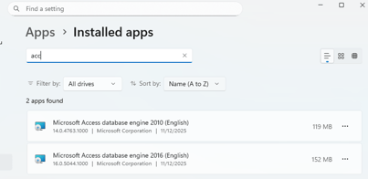 How to remove and re-install Microsoft Access database engine