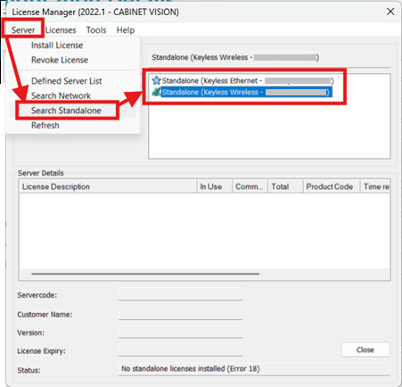 How do I INSTALL a Licence for CABINET VISION Version 2022 and earlier?